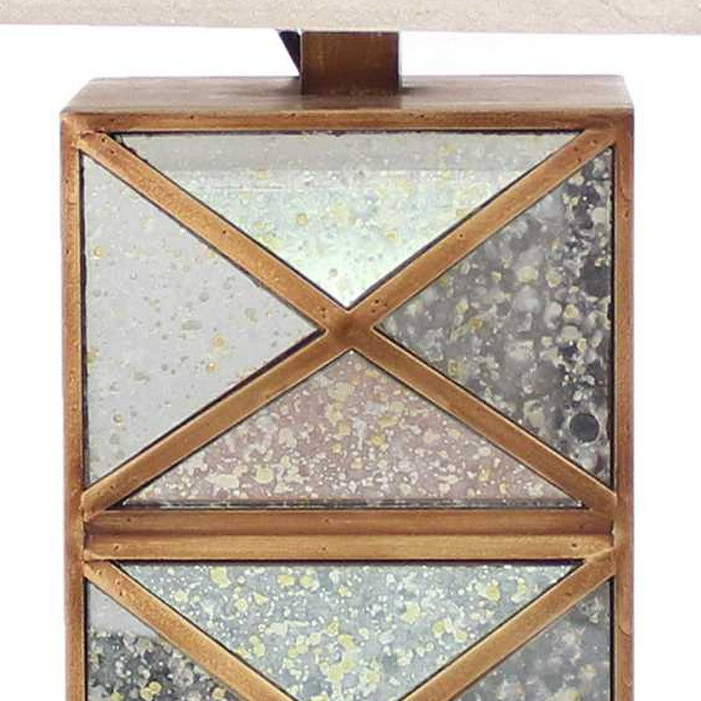 HomeRoots Modern Illusionary Table Lamp With Mirrored Base In Gold Fin ...
