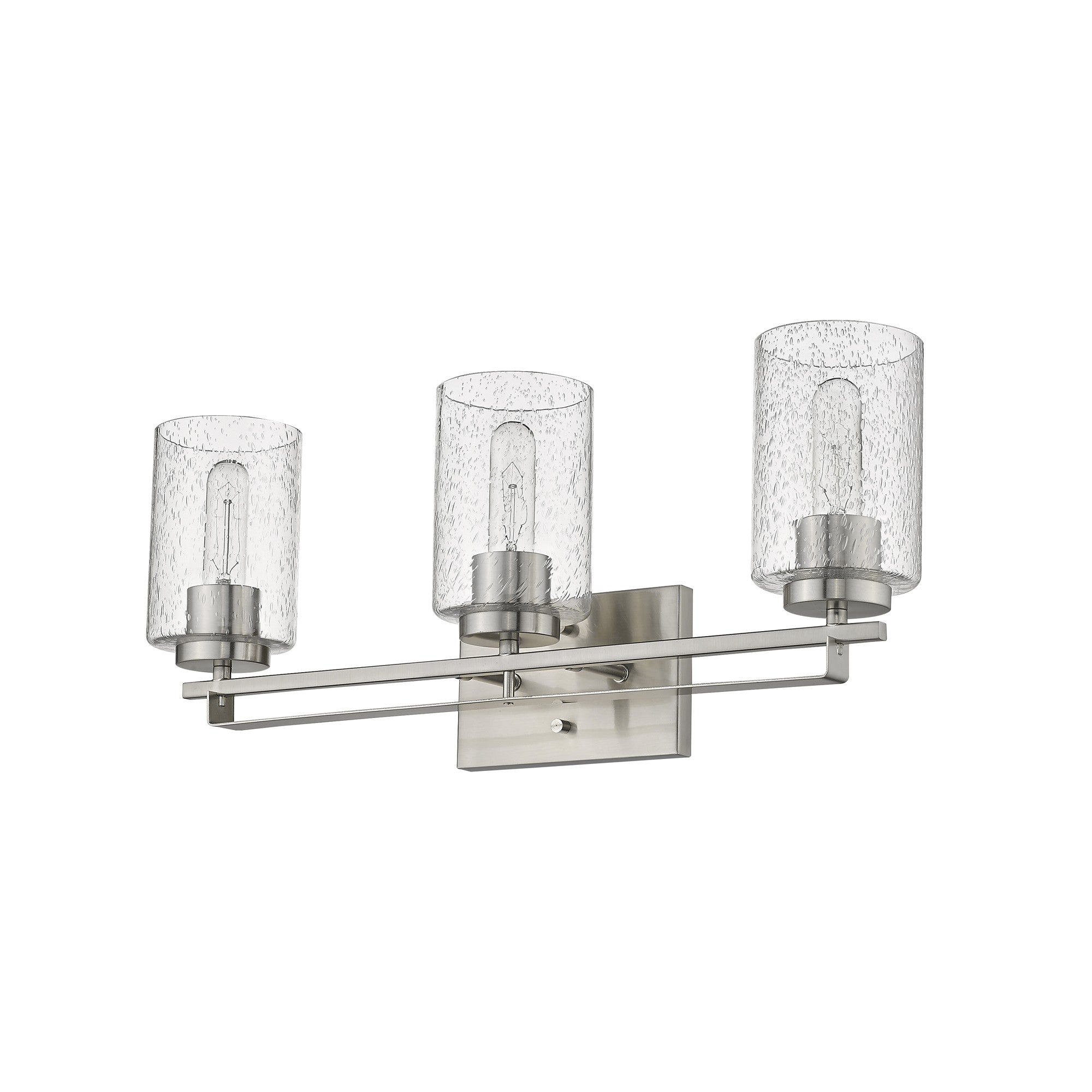 HomeRoots Three Light Wall Sconce With Textured Glass and Silver Metal ...