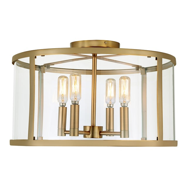 JVI Designs Bryant Satin Brass 4-Light Semi-Flush Mount Lighting With ...