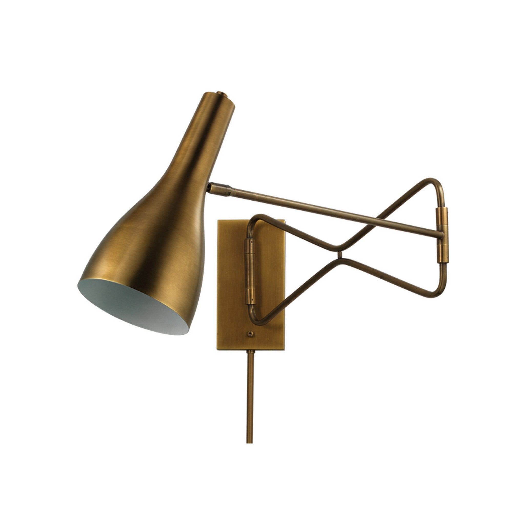 Jamie Young Lenz 6" x 13" 1-Light Antique Brass Swing Arm Wall Sconce ...