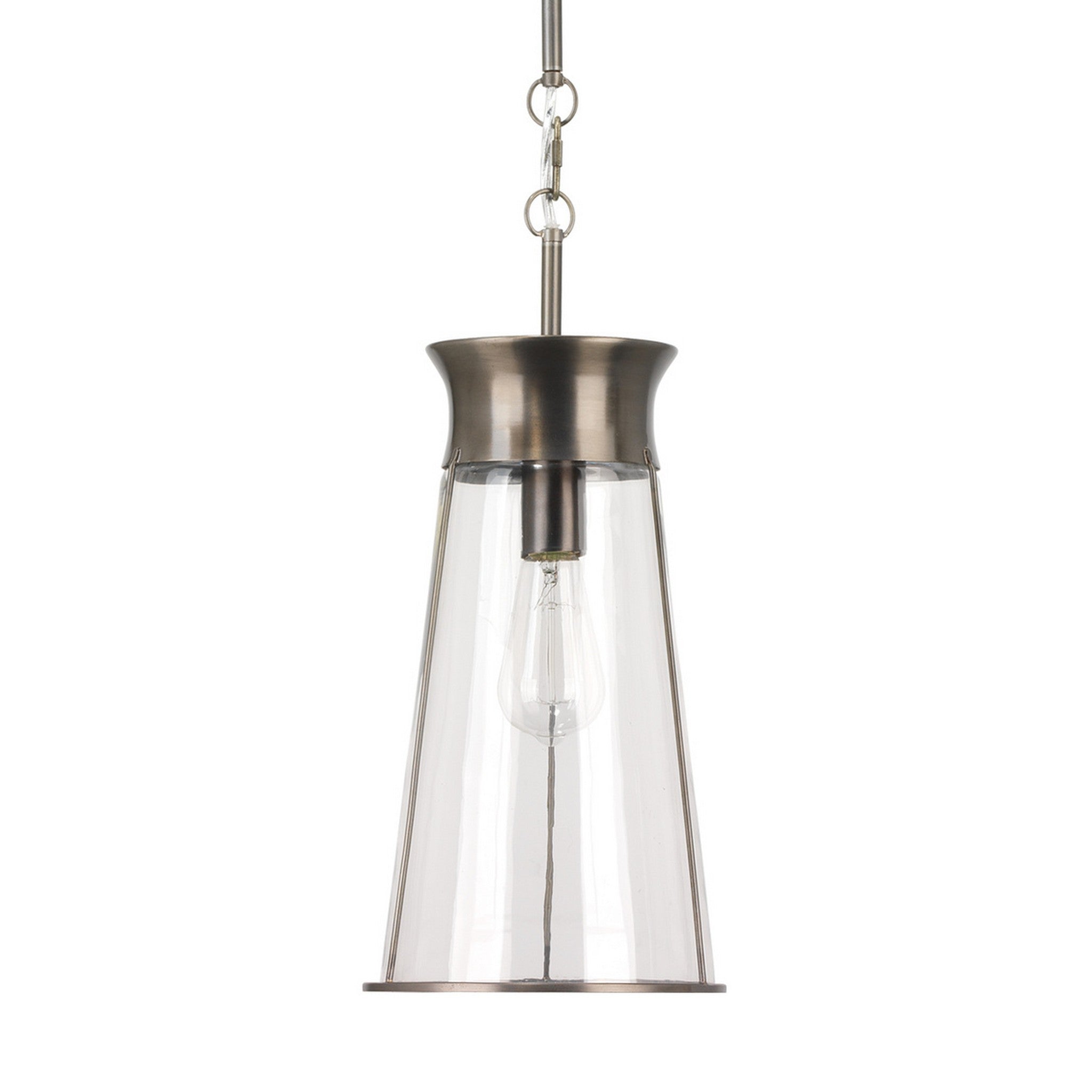 Jamie Young Nara 8" 1-Light Gun Metal Pendant Light With Clear Glass T ...
