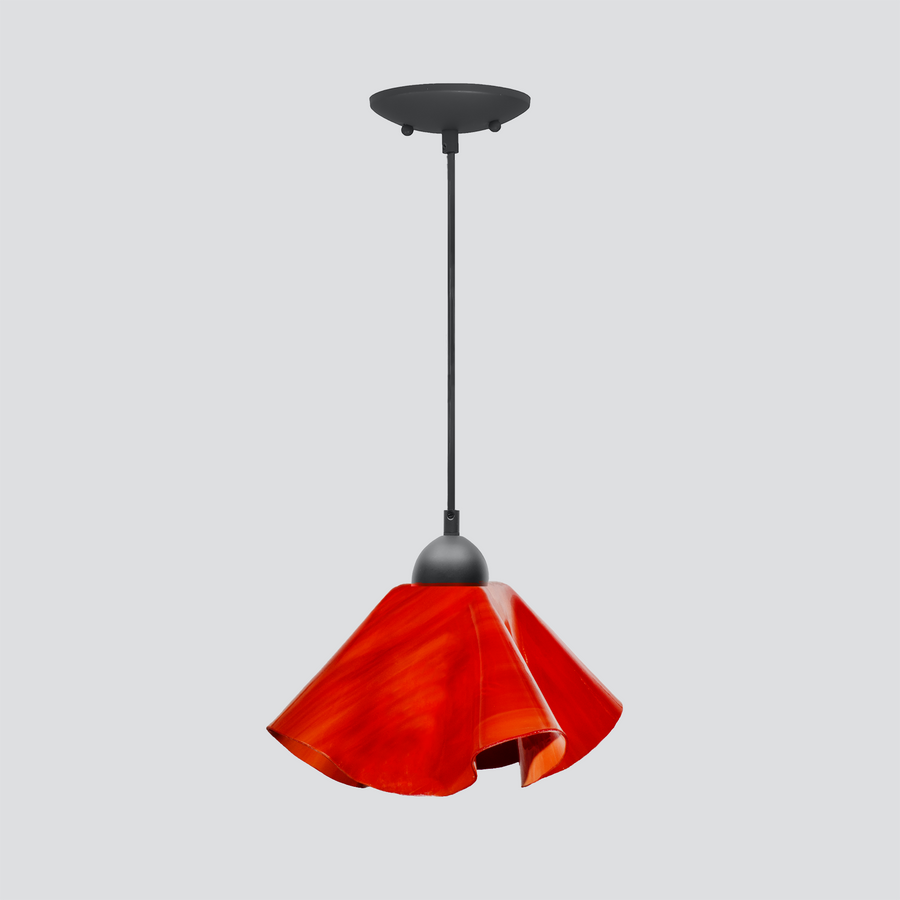 Jezebel Gallery Lily Radiance 11" x 7" Large Fiery Red Pendant Light W ...