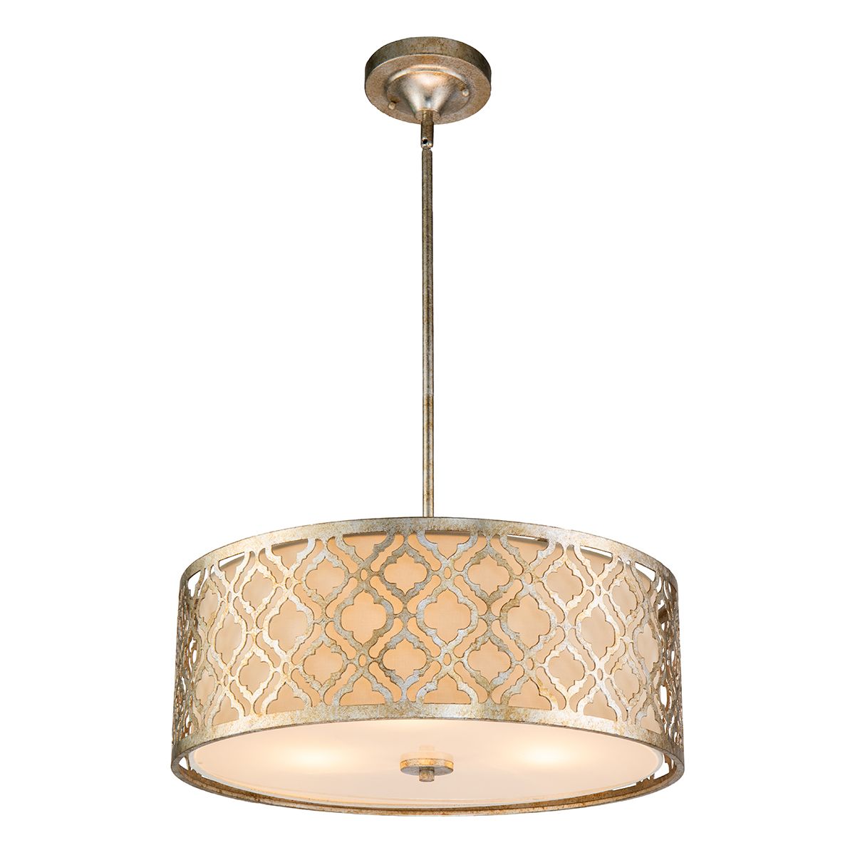 Lucas & McKearn Arabella 3-Light Distressed Silver Large Pendant With ...