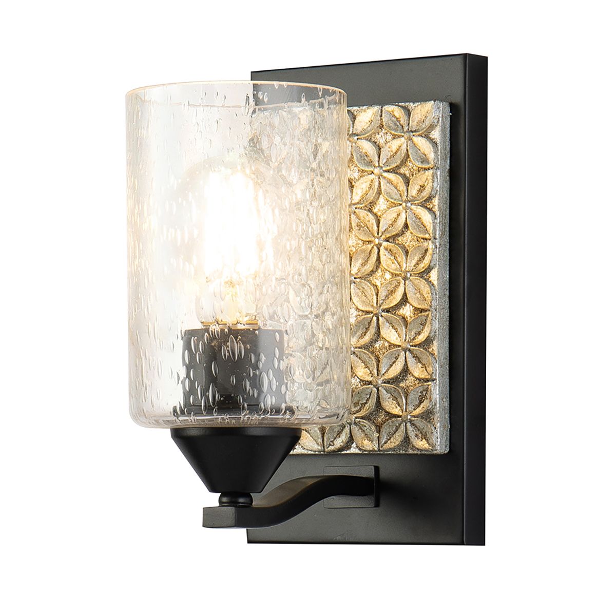 Lucas & McKearn Arcadia 1-Light Matte Black & Antique Silver Wall Ligh ...