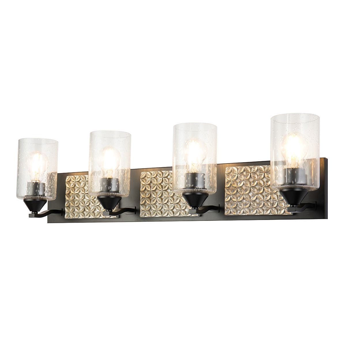 Lucas & McKearn Arcadia 4-Light Matte Black & Antique Silver Wall Ligh ...