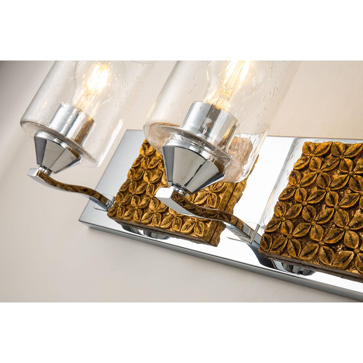 Lucas & McKearn Arcadia 4-Light Polished Chrome & Antique Gold Wall Li ...