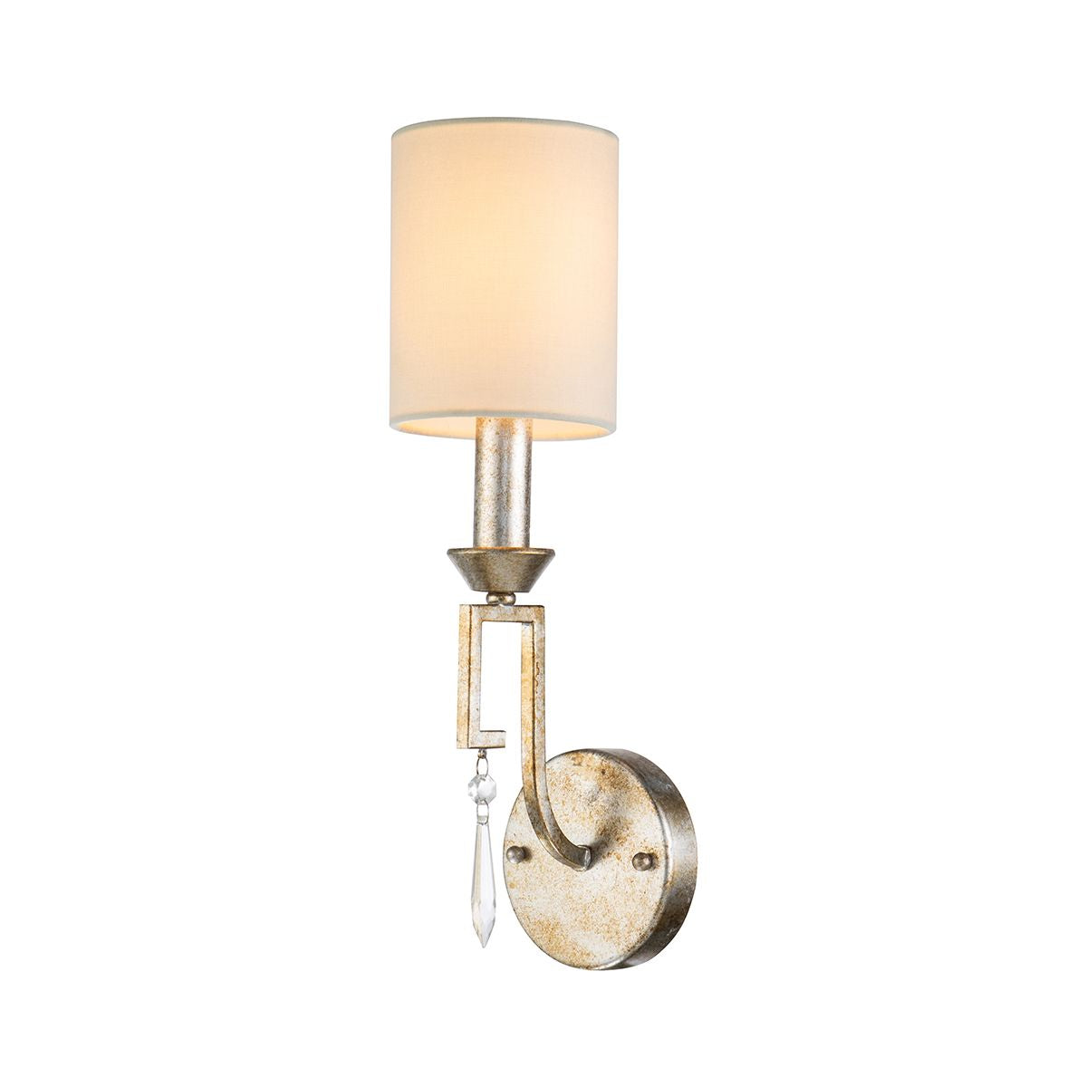Lucas & McKearn Lemuria 1-Light Antique Silver Wall Light With Ivory W ...