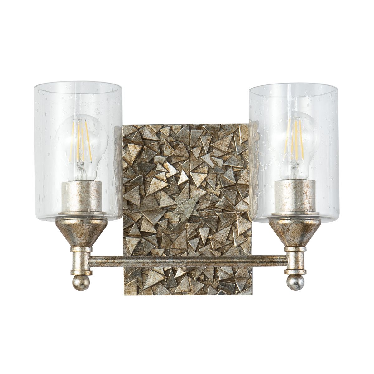 Lucas & McKearn Mosaic 2-Light Antique Silver Wall Light With Cylinder ...