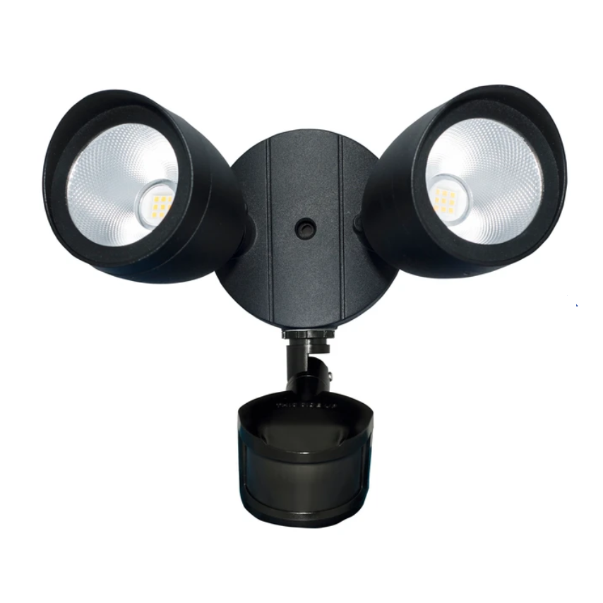 MW Lighting Twin Head Security Light Black with Motion Sensor – Lamps Depot