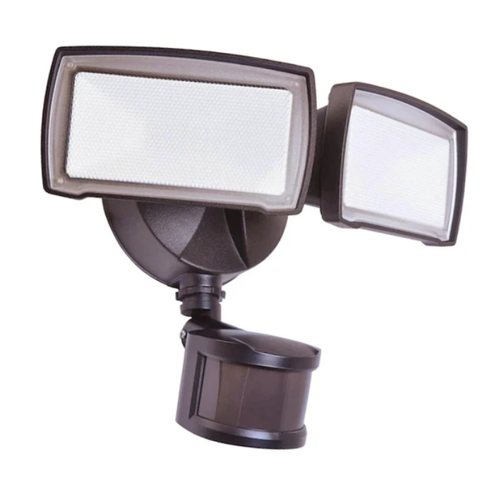 MW Lighting Twin Square Head Security Light Bronze with Motion Sensor ...