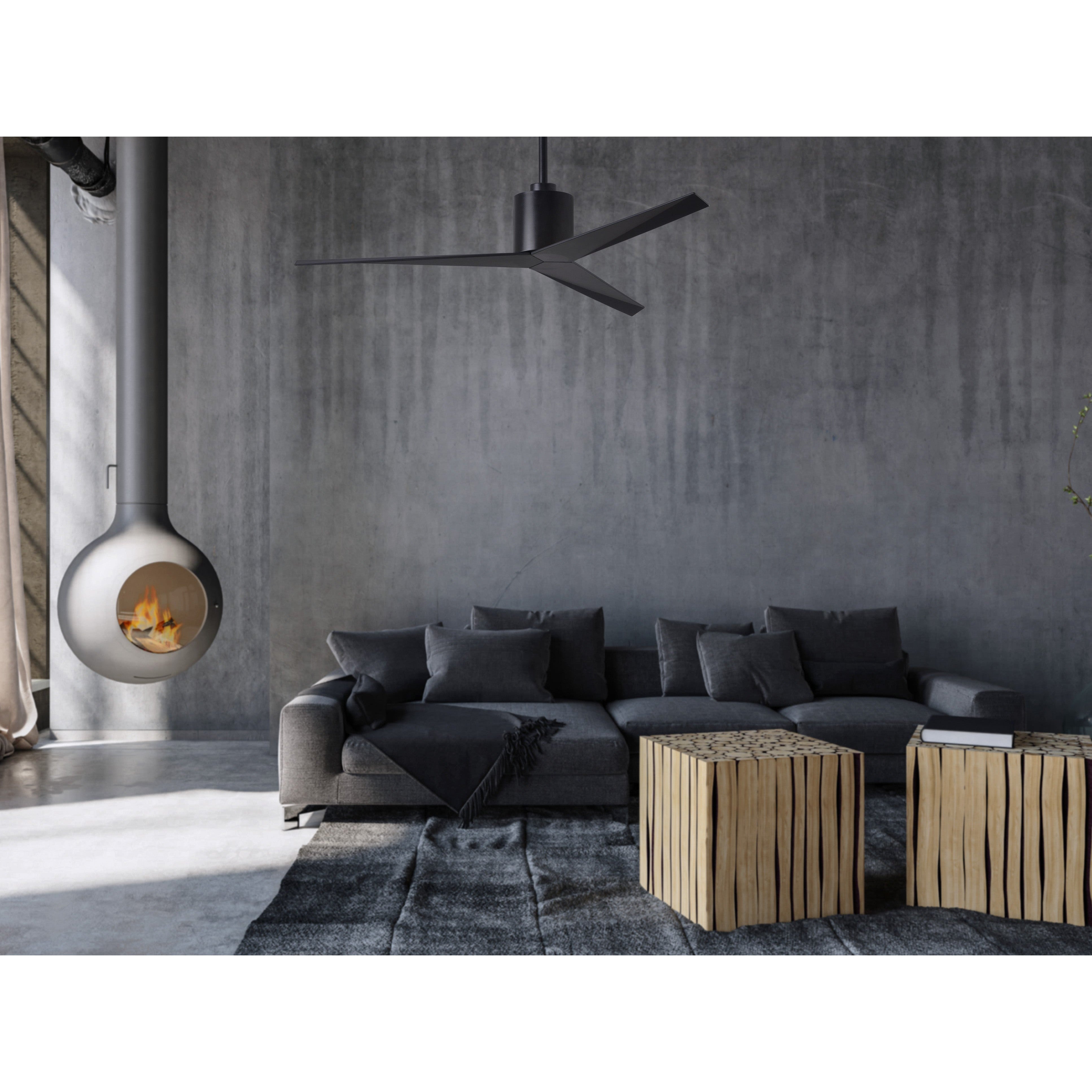 Matthews Fan Company Atlas Eliza 56" Matte Black Ceiling Fan With ABS ...