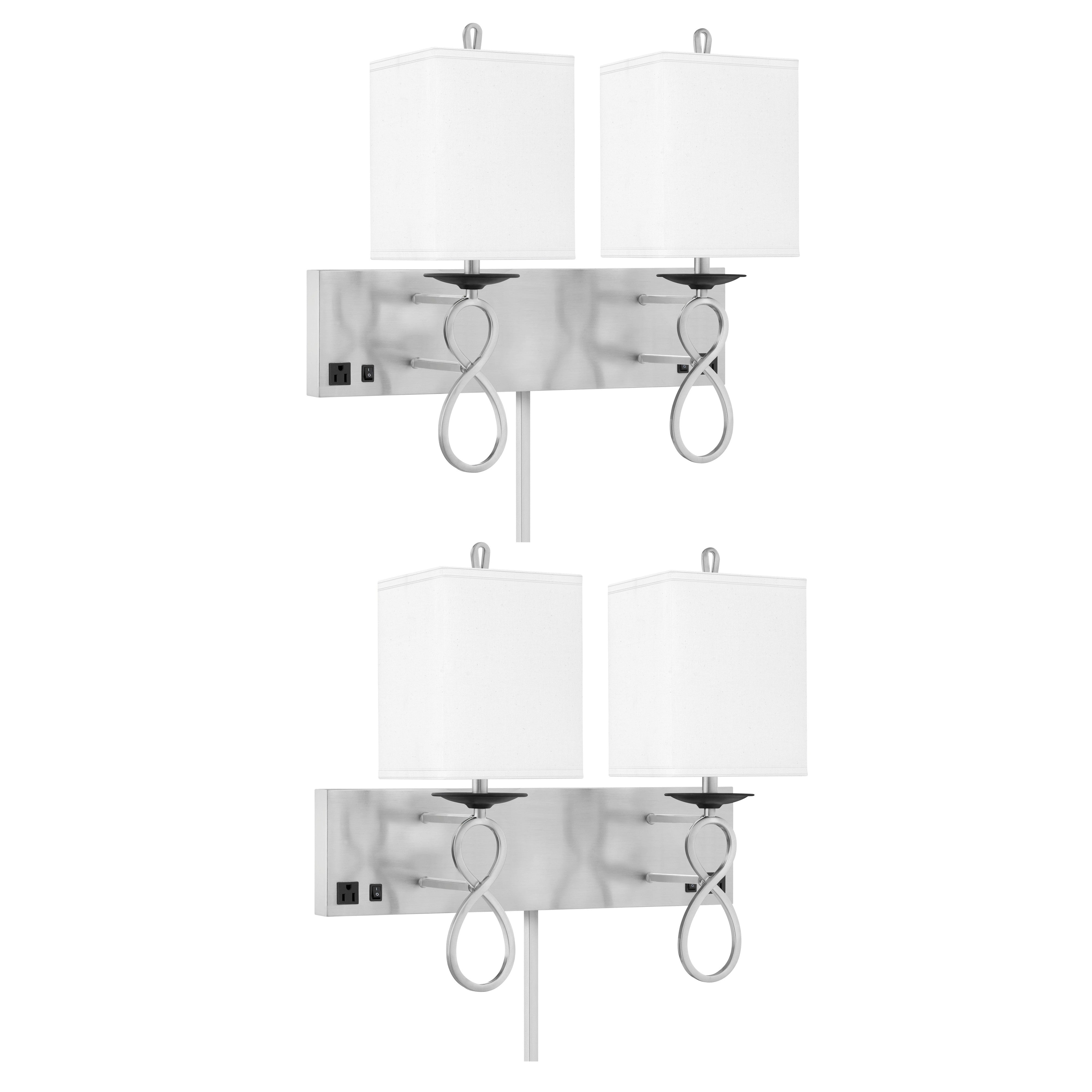 Medallion Lighting Figure 8 21" Brushed Steel/Black Double Wall Lamp W ...