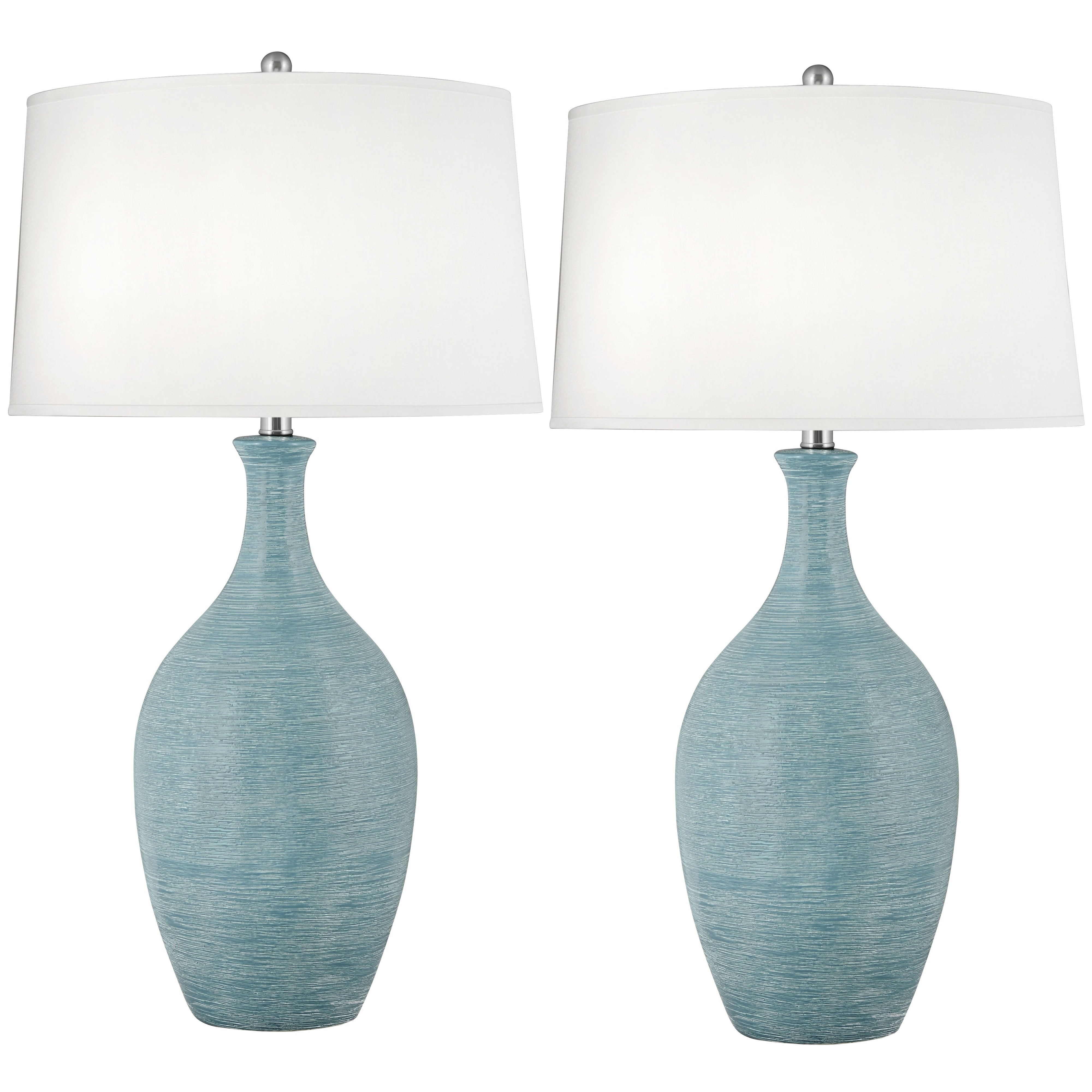 Medallion Lighting Filare 31" Spun Sky Blue Ceramic Table Lamp With Wh ...