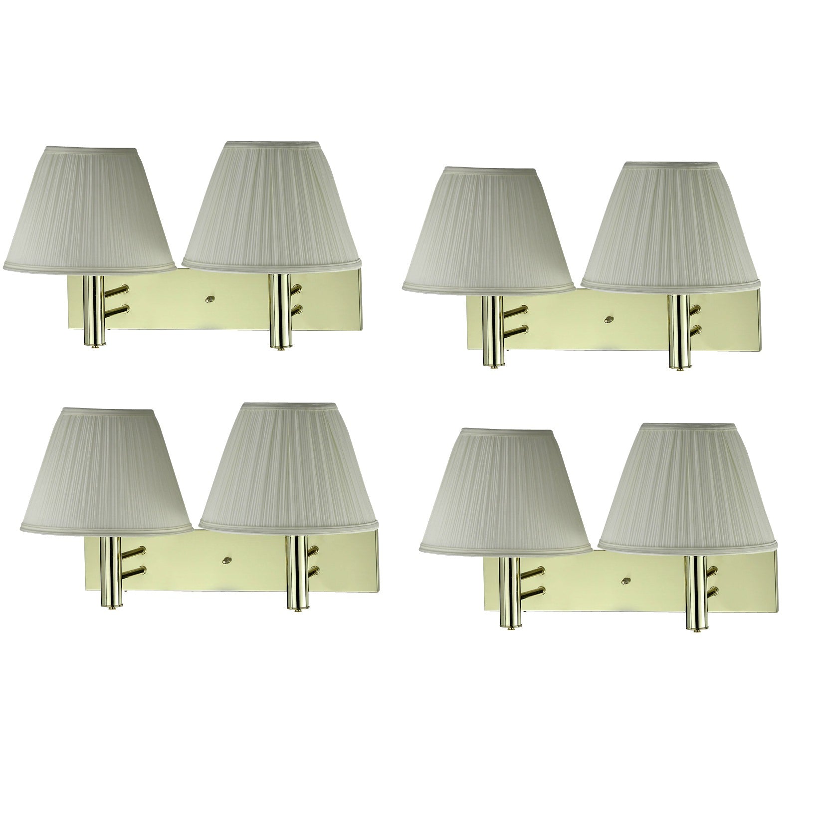 Medallion Lighting Fixed Arm 15" Polished Brass Steel 2-Light Double W ...