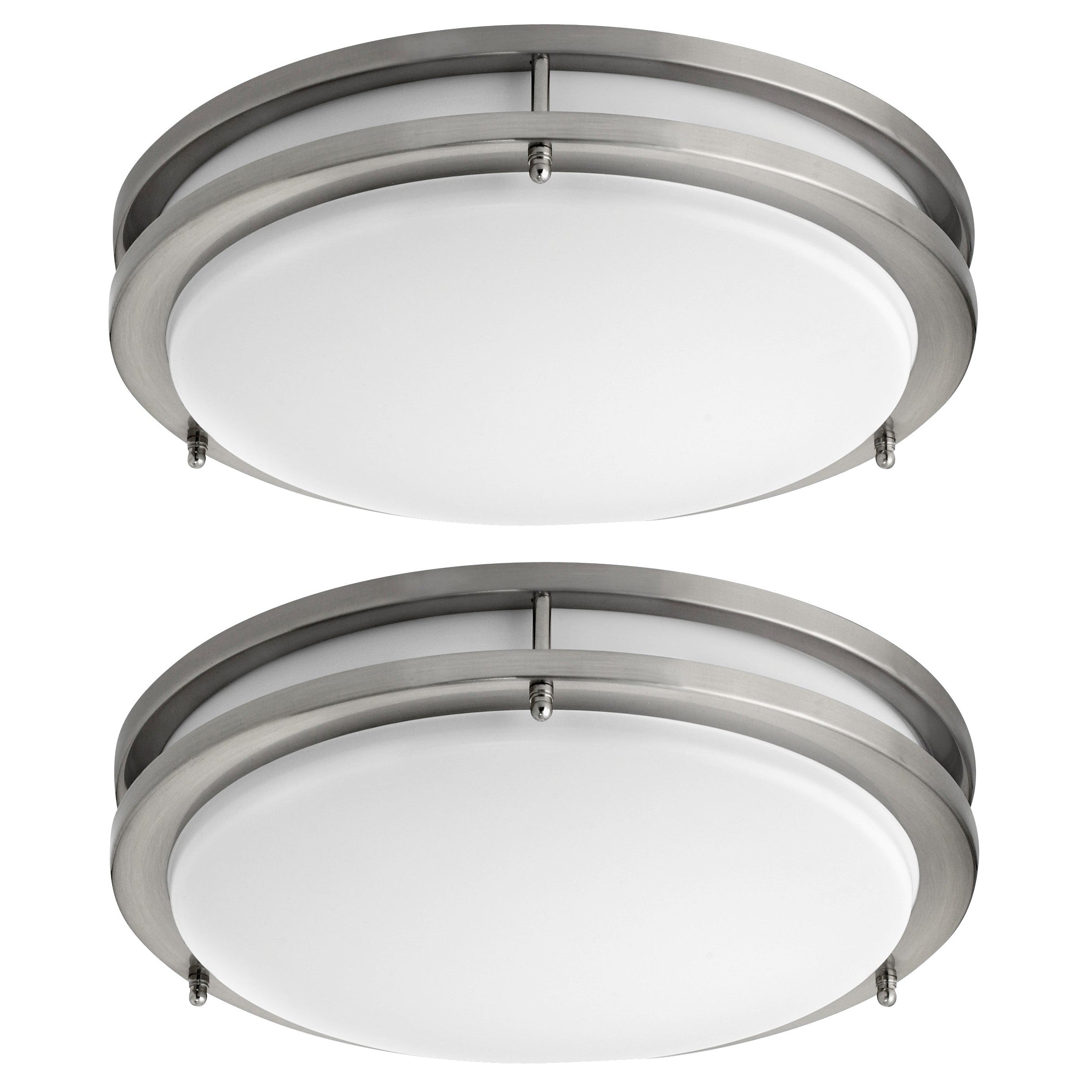 Medallion Lighting Geometrics 14" Brushed Steel Damp Rated Flush Mount ...