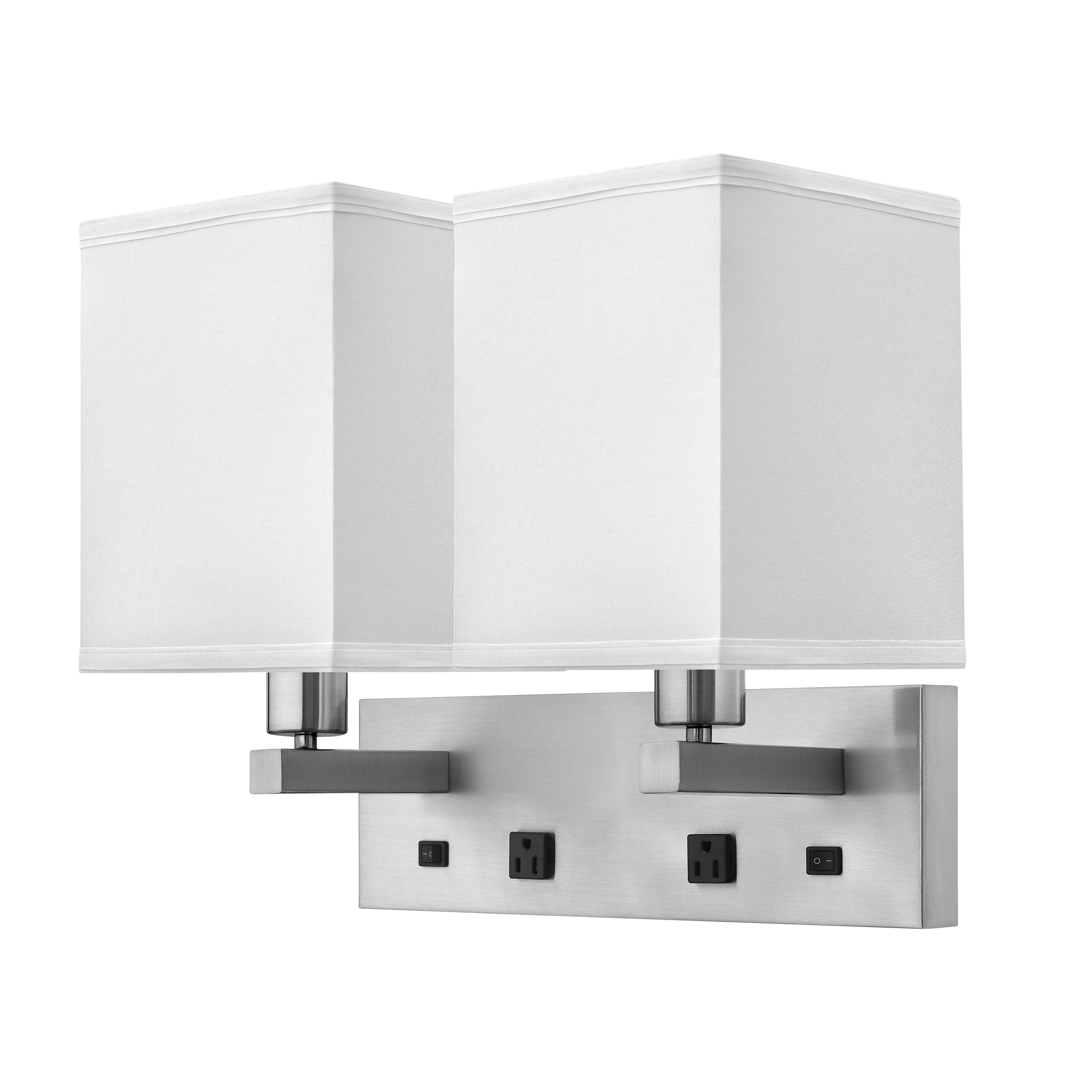 Medallion Lighting Innovate 16" Brushed Steel Double Wall Lamp With 3 ...