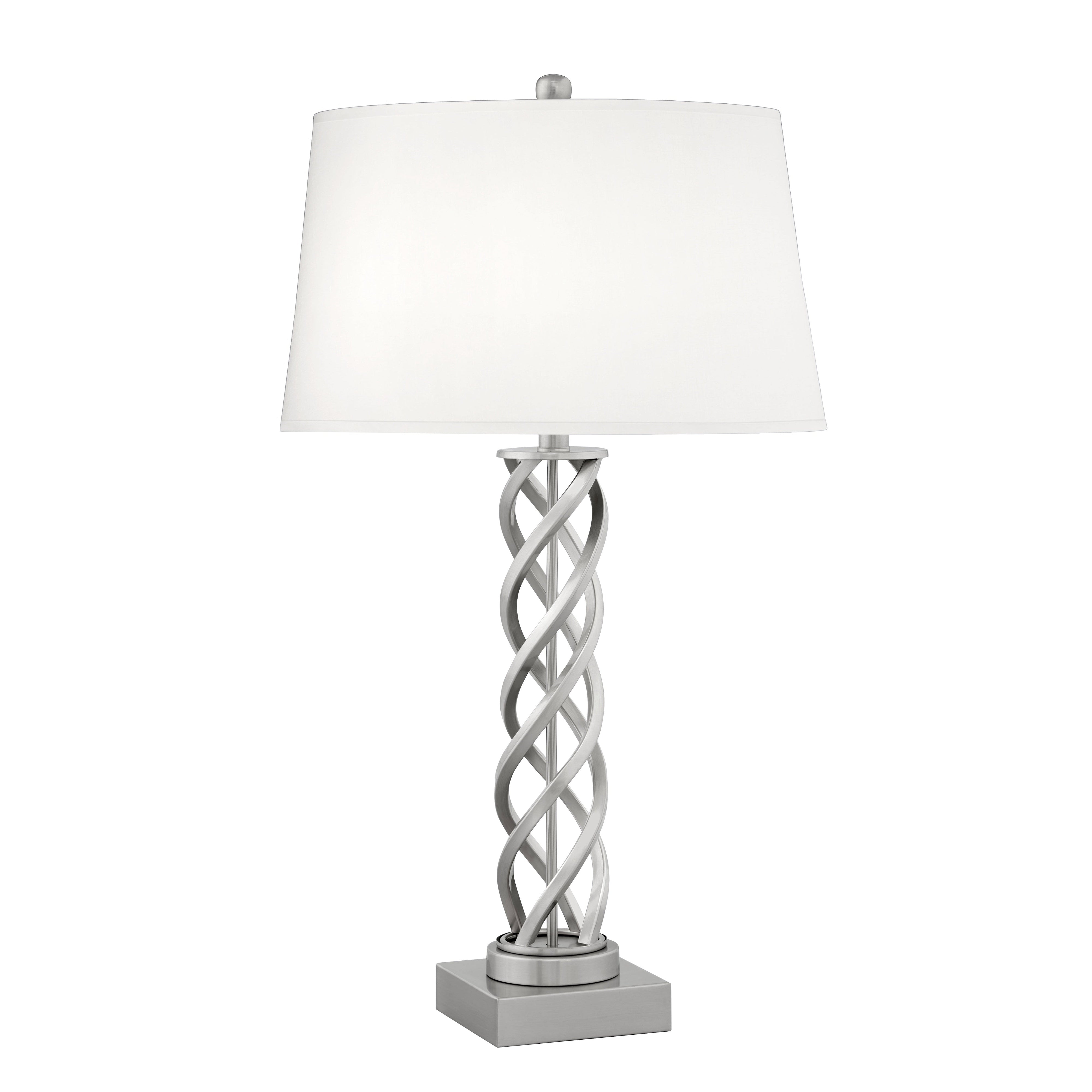 Medallion Lighting Taranto 32" Brushed Steel Table Lamp With White Fab ...