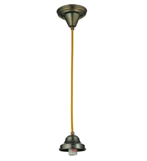 Meyda Lighting 5" Antique Brass Pendant Light Hardware With Gold Cloth ...