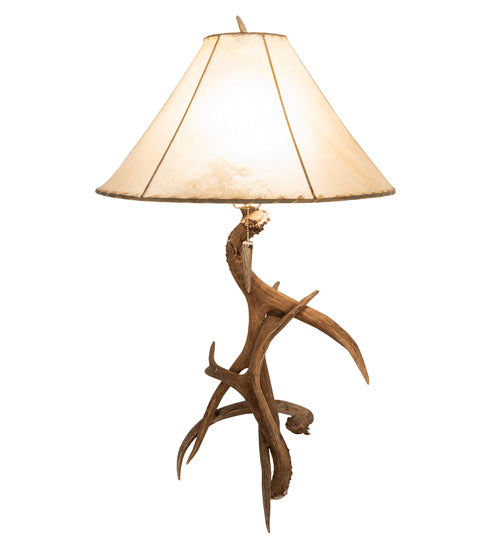 Meyda Lighting Antlers 34" Elk & Mule Deer Table Lamp With Beige Shade ...