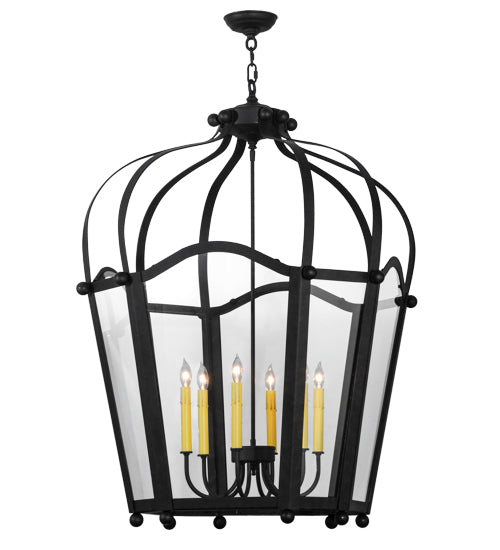 Meyda Lighting Citadel 33" 6-Light Chestnut Pendant Light With Clear S ...