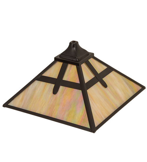 Meyda Lighting Cross Mission 19" Craftsman Brown Frame With Beige Irid ...