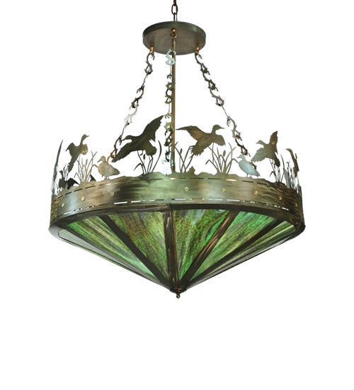 Meyda Lighting Ducks in Flight 60" 9-Light Antique Copper Inverted Pen ...
