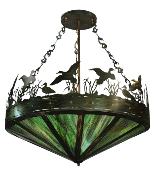 Meyda Lighting Ducks in Flight 60" 9-Light Antique Copper Inverted Pen ...