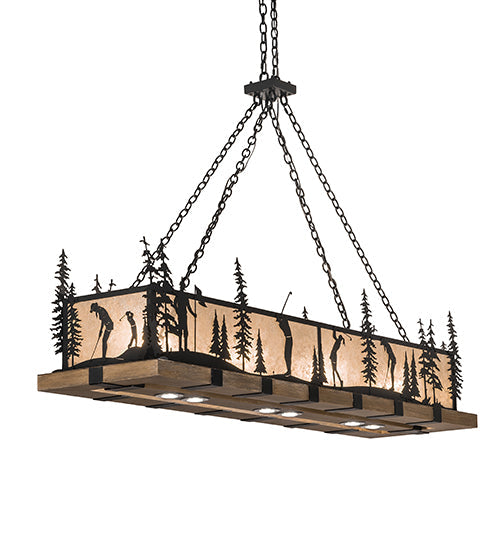 Meyda Lighting Golf 72" 4-Light Blackwash & Faux Walnut Wood Island Pe ...
