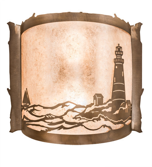 Meyda Lighting Lighthouse 16" 2-Light Antique Copper Wall Sconce With ...