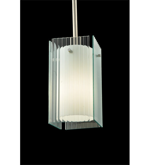 Meyda Lighting Metro 7" Silver Mini Pendant Light With Clear Fluted Qu ...