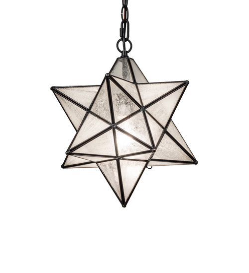 Meyda Lighting Moravian Star 12" Textured Black Pendant Light With Cle ...