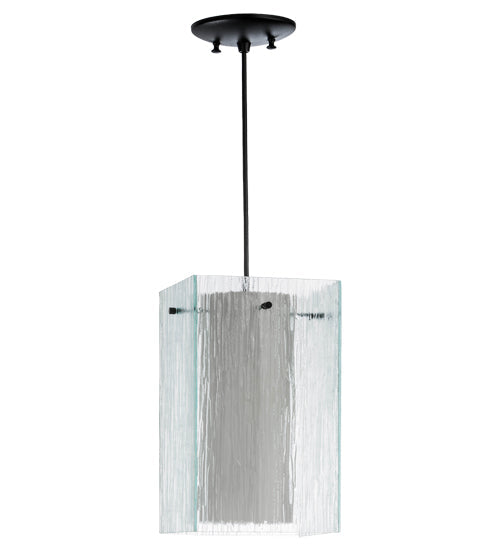 Meyda Lighting Quadrato 10" Textured Black Mist Pendant Light With Mis ...