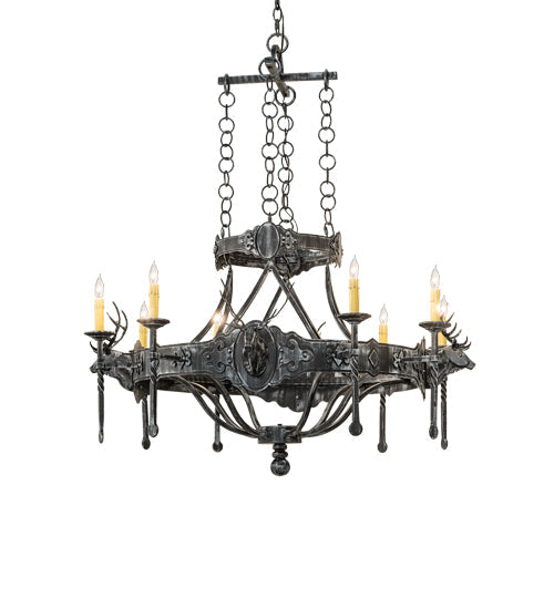 Meyda Lighting Stag 40" 8-Light Antique Iron Gate Chandelier With Ivor ...