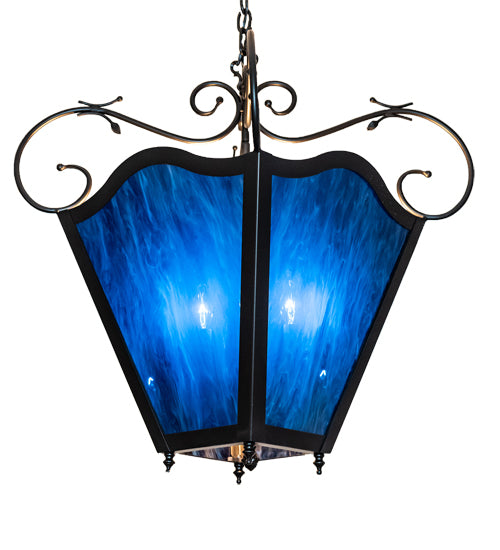 Meyda Lighting Terena 28" 4-Light Blackwash Pendant Light With Blue Co ...