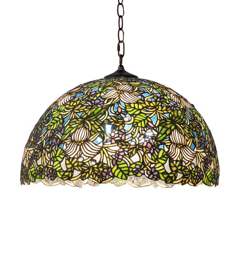 Meyda Lighting Trillium & Violet 20" 3-Light Mahogany Bronze Pendant L ...