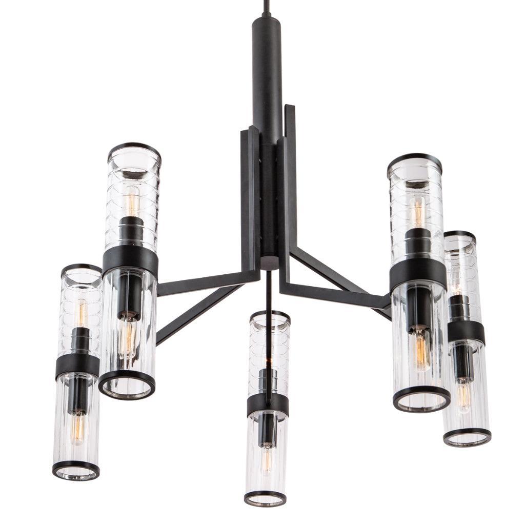 Norwell Lighting Stripe 32" 10-Light Matte Black Steel Chandelier With ...