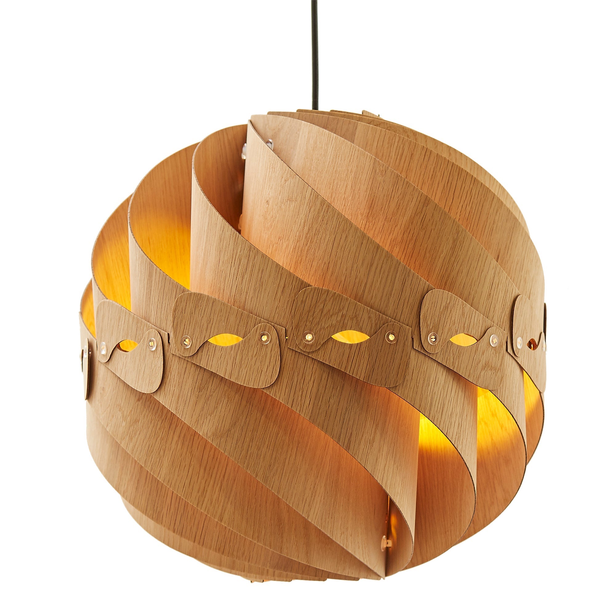 Ore International 14"H Cosmo White Oak Round Hardwired Pendant Light ...