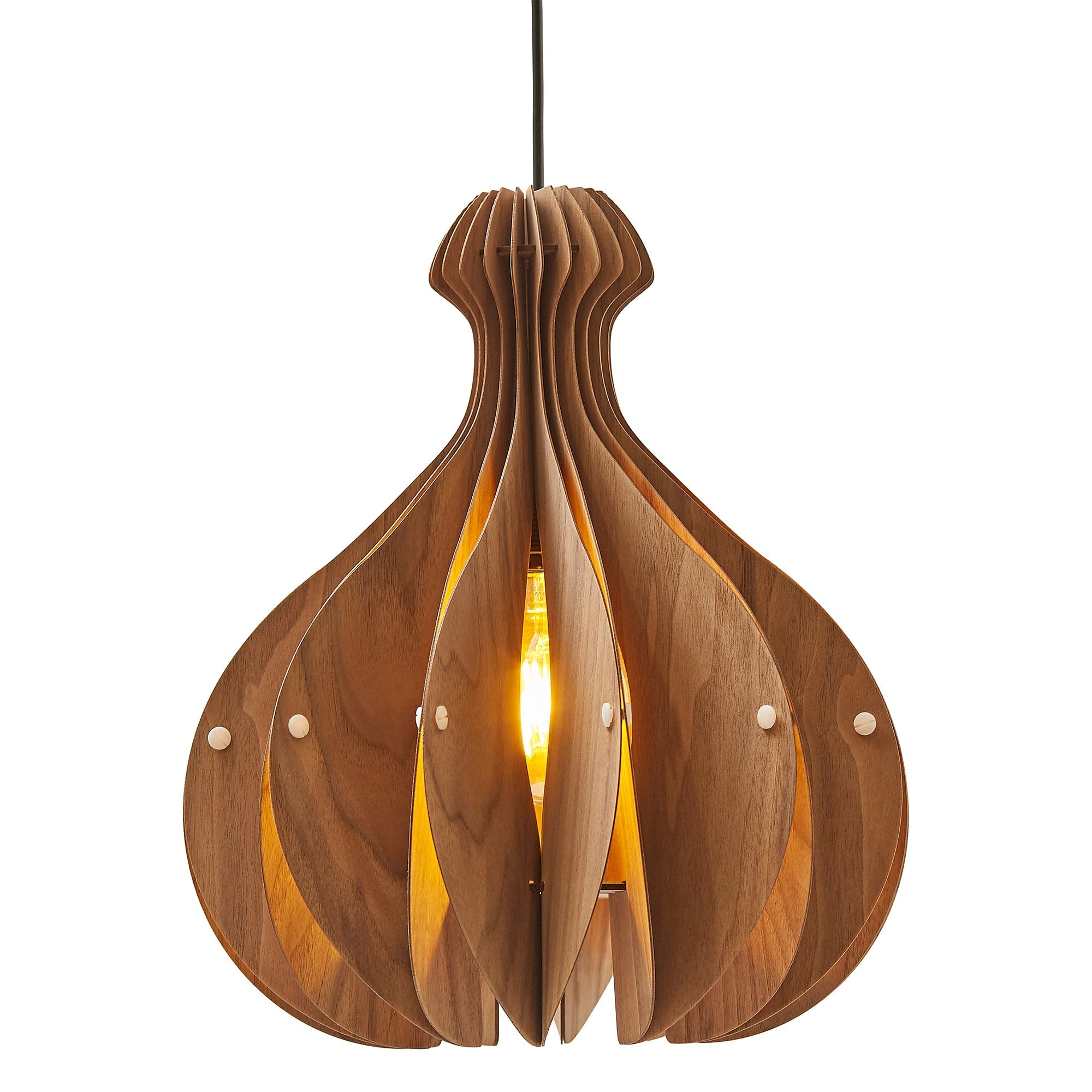 Ore International 16"H Vesta Walnut Wood Hardwired Pendant Light ...