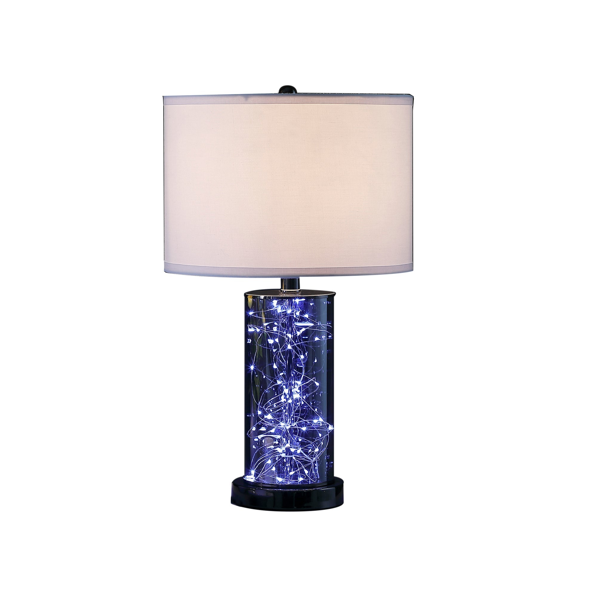Ore International 21"H Cynx LED Night Light Mid-Century Glass Black Ch ...