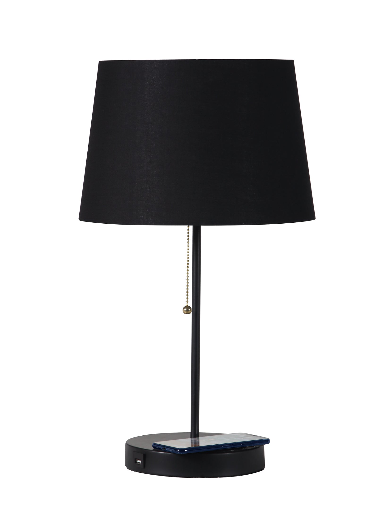 Ore International 21"H Sterling Matte Black Table Lamp With Wireless C ...