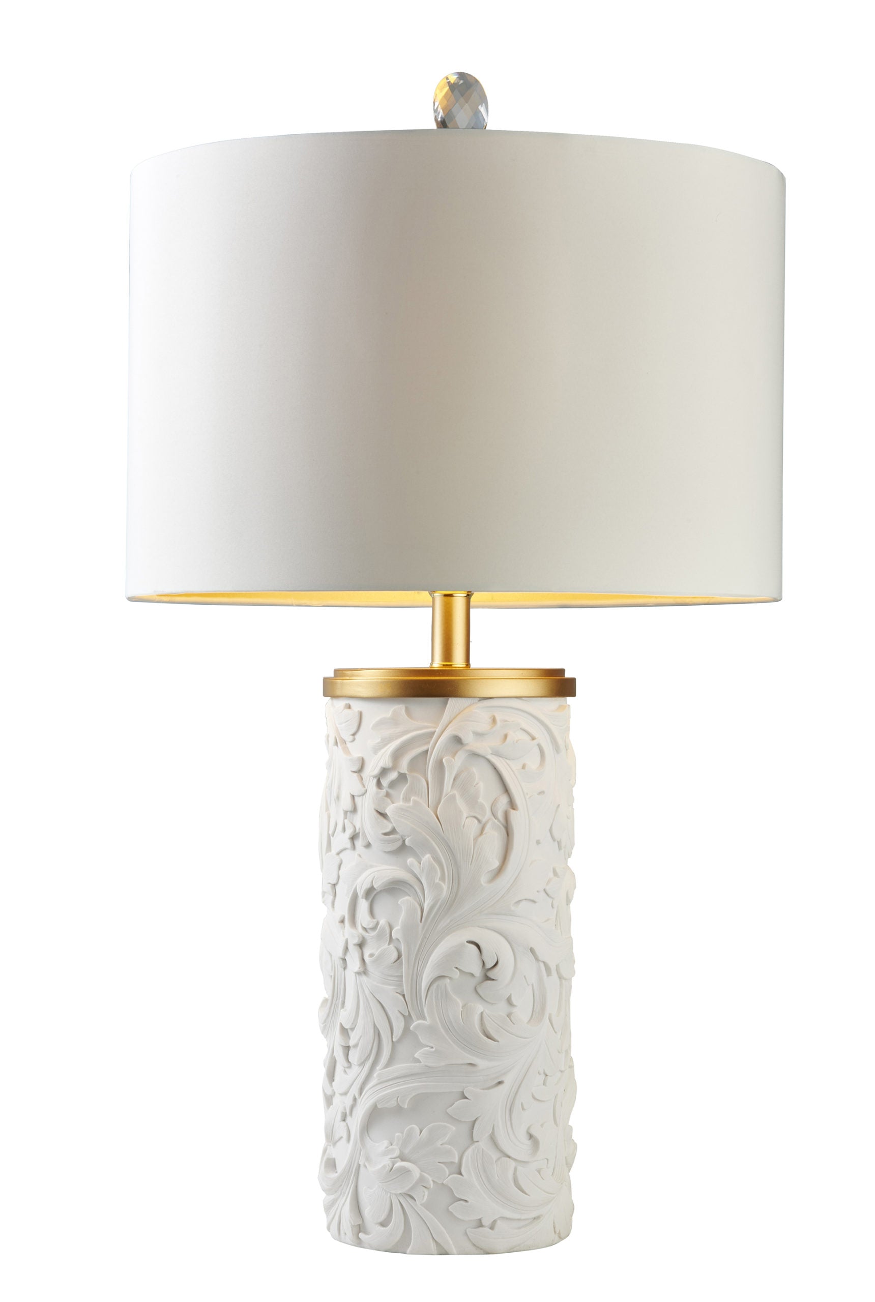 Ore International 30"H Alba White & Gold Baroque Scroll Table Lamp ...