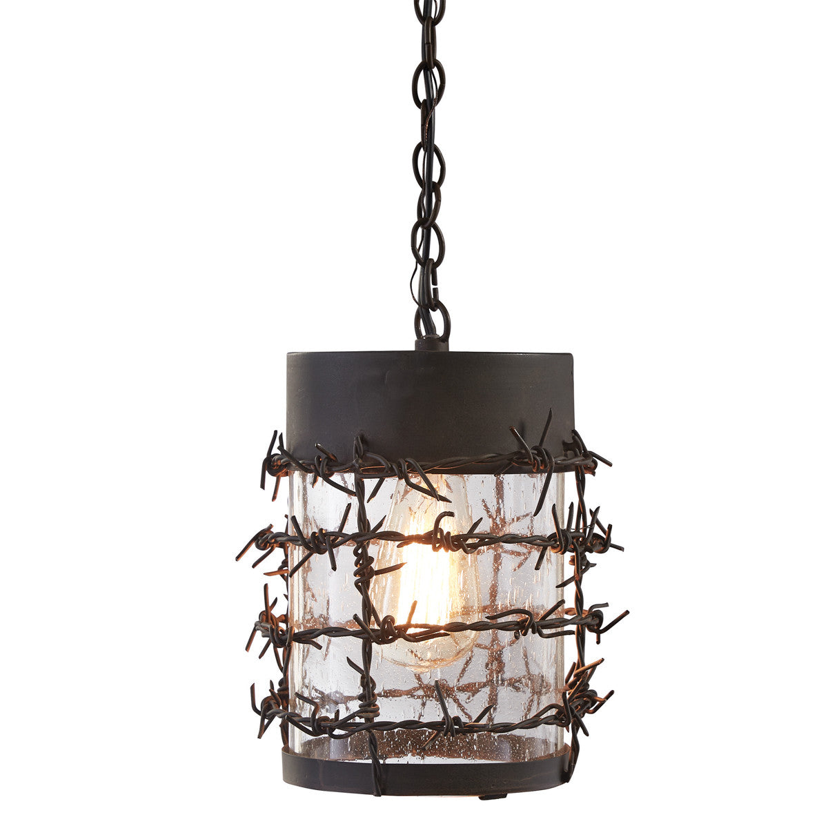 Park Designs Barbed Wire 9" x 7" Pendant Light with Bubble Glass ...