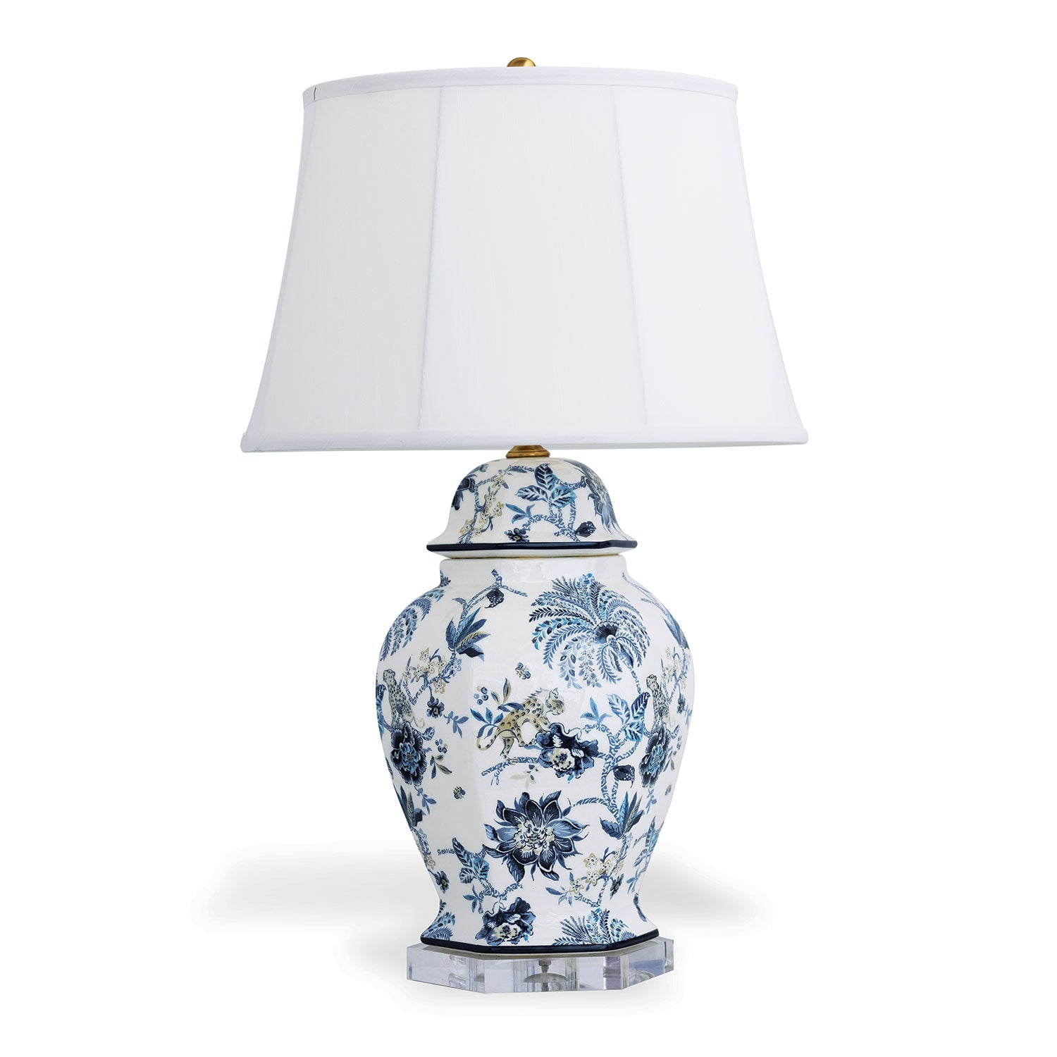 Port 68 Braganza Blue Hex 28" x 17" Table Lamp with White Softback Sha ...