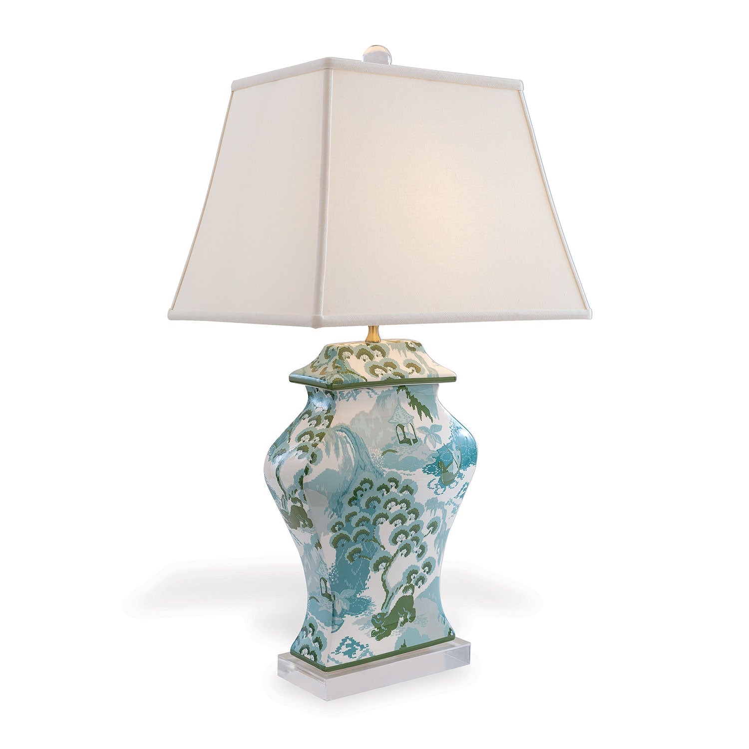 Port 68 Canton Celadon Narrow Jar Rectangle Table Lamp with White Soft ...