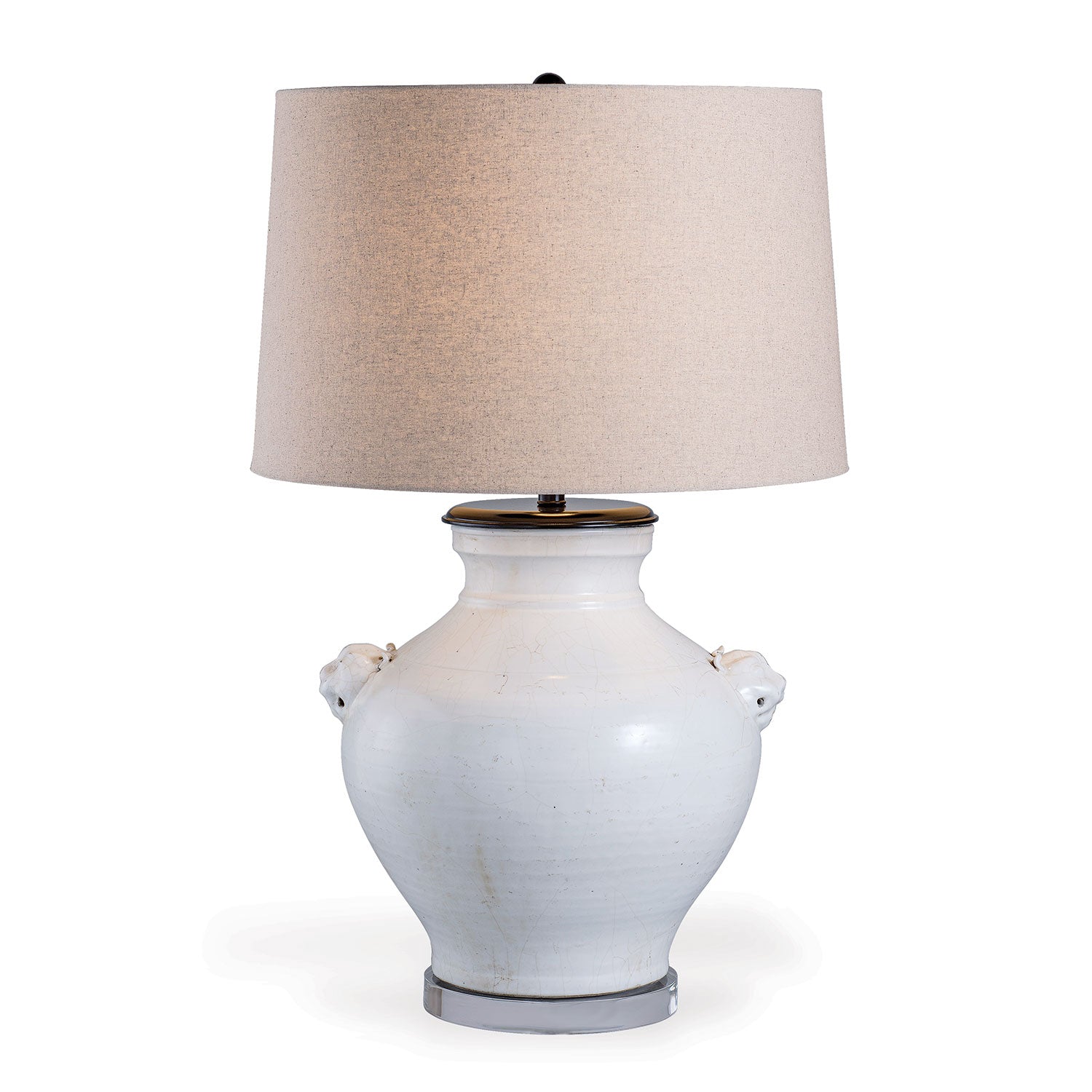 Port 68 Tang Cream Crackle Table Lamp with Beige Hardback Drum Shade ...