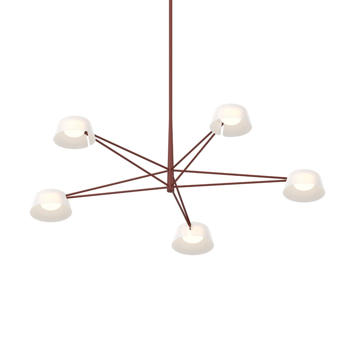 SONNEMAN Ray 5-Light Oxide Red Round Chandelier With Opal White Acryli ...