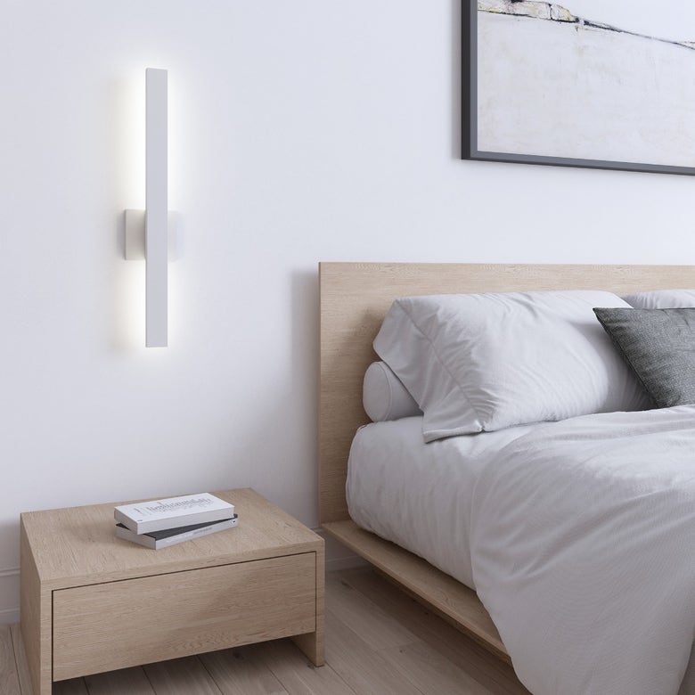 SONNEMAN Sword 24" Integral LED Textured White Aluminum Shade Wall Sco ...