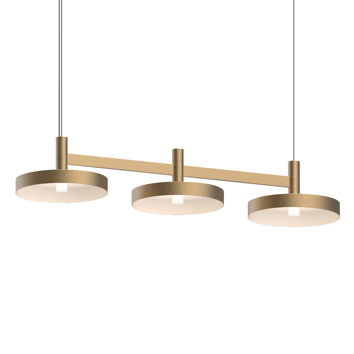 SONNEMAN Systema Staccato 3-Light Brass Pan Shade Linear Pendant Light ...