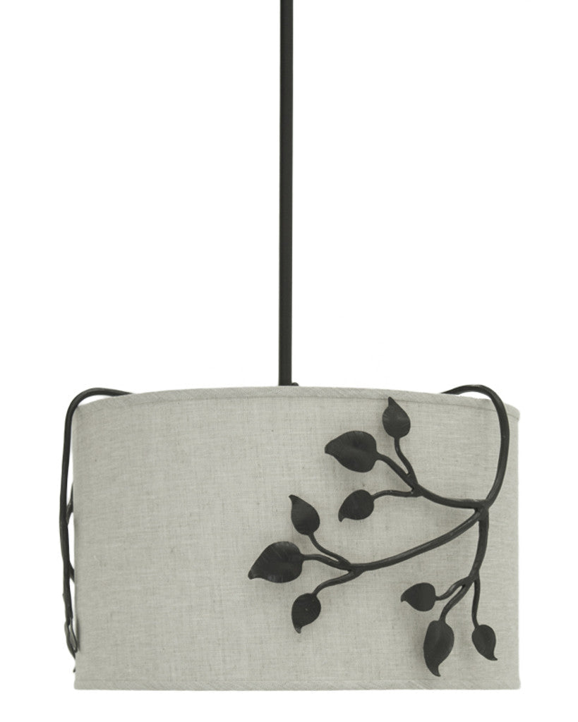 Stone County Ironworks Leaf 19" Chalk White Iron Pendant Light With Co ...