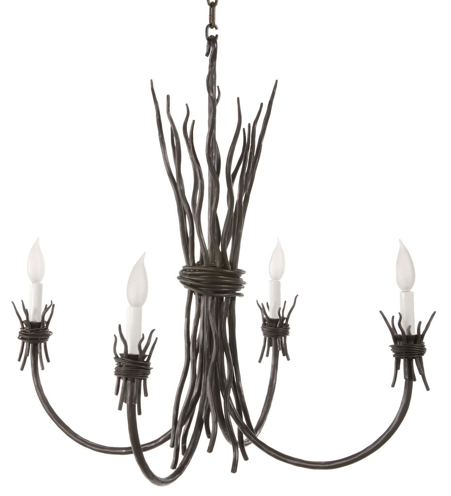 Stone County Ironworks Rush 30" 4 Arm Hand Rubbed Bronze Iron Chandeli ...